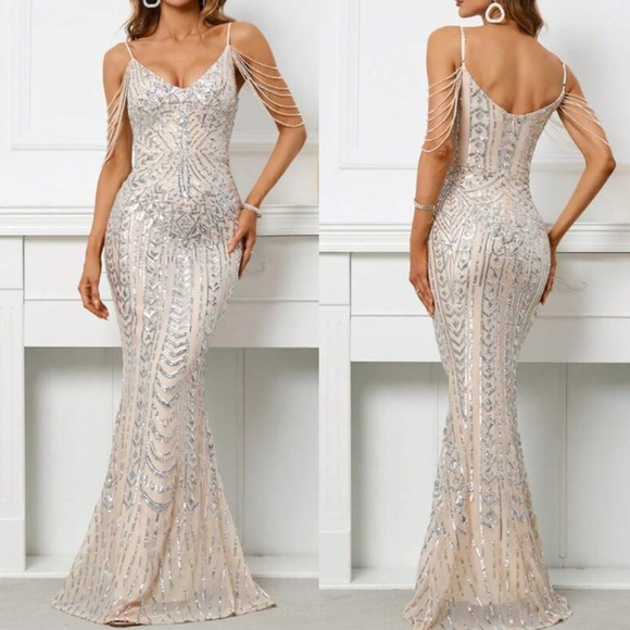 Dresses | Luxe Mermaid Hem Party Prom Wedding Sequins Dress | Poshmark